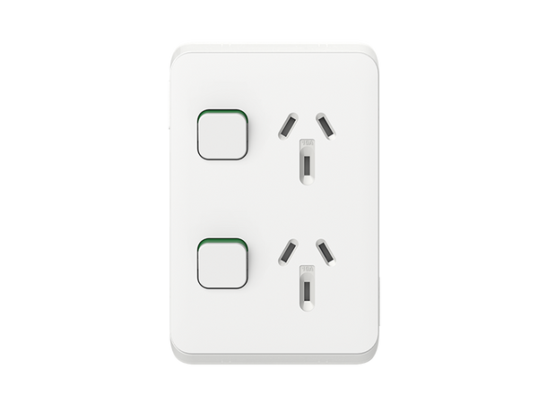 Clipsal Iconic Twin Switch Socket Outlet, Vertical Mount, 250V, 10A, V ...