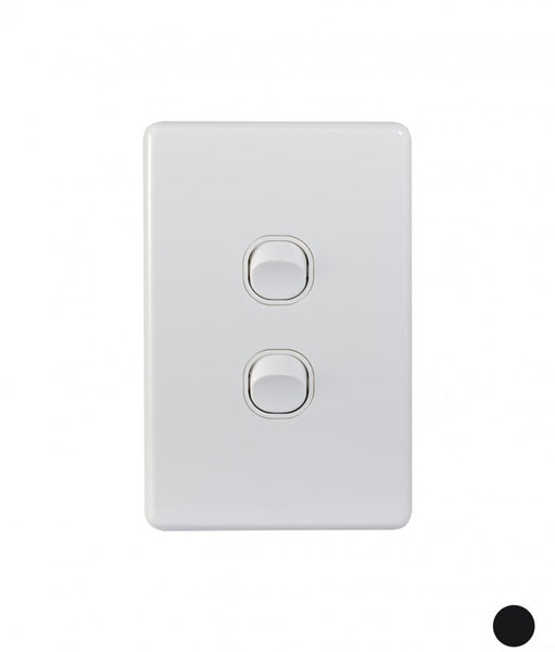 Trader Puma 10A Light Switch, 2 Gang (White) – OLICTA